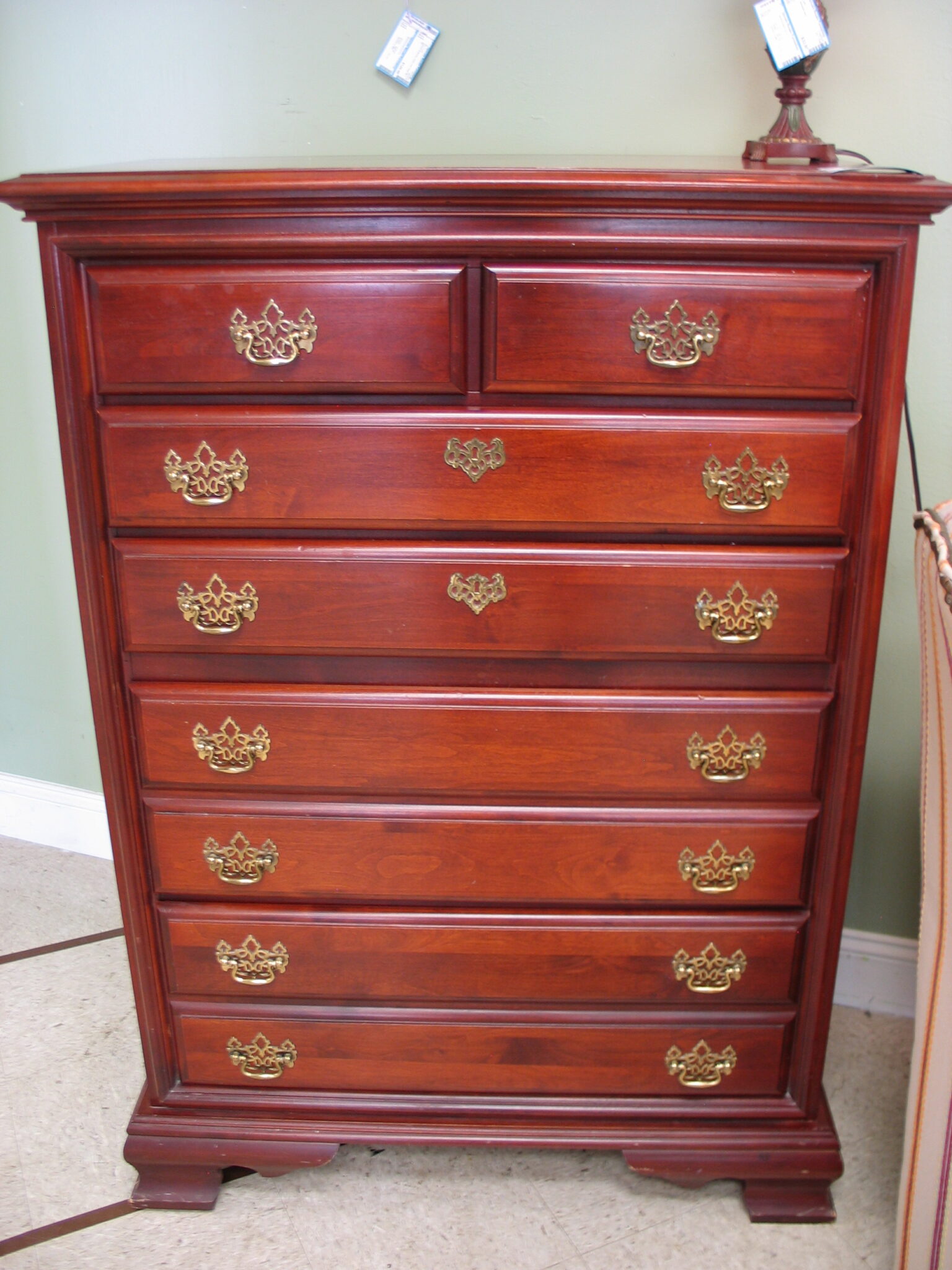 6-Drawer Cherry Stain Chest; 35" x 19" x 49" | Upscale Resale ...